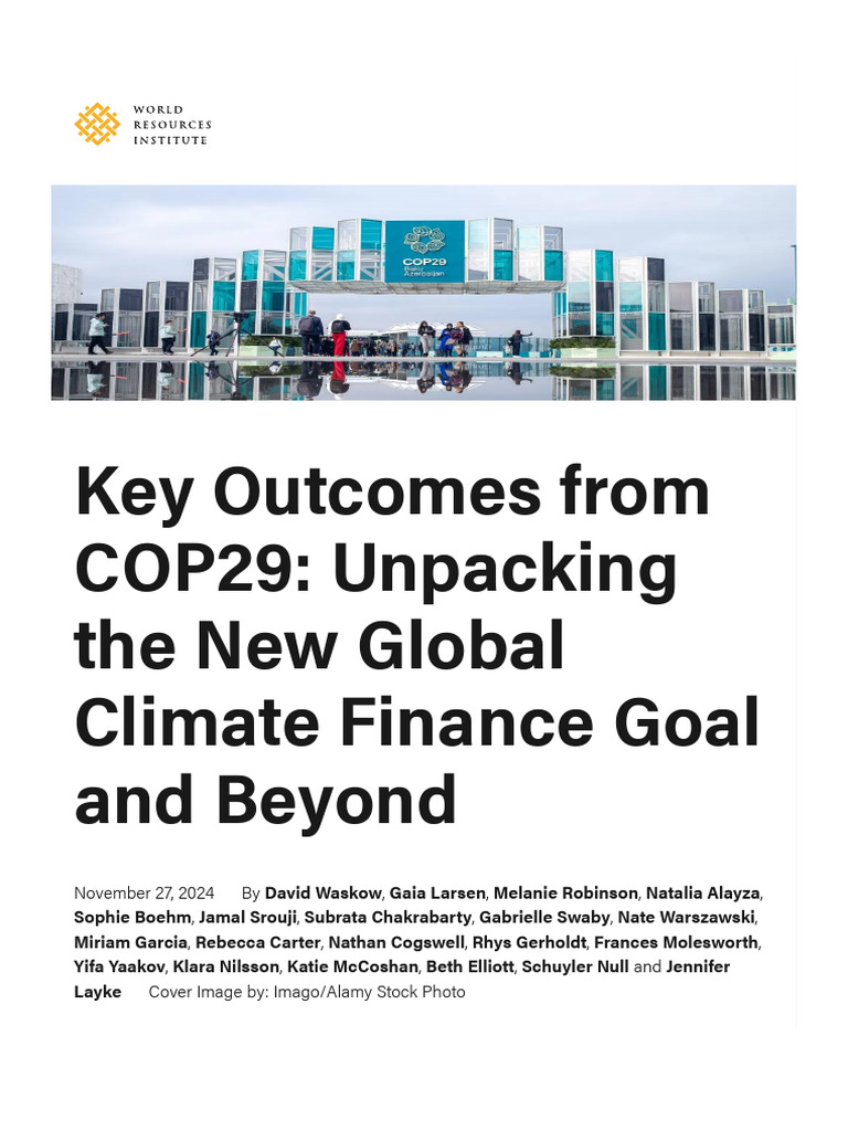 COP29 Climate Finance Goals Explained | PDF | Climate Change Mitigation ...