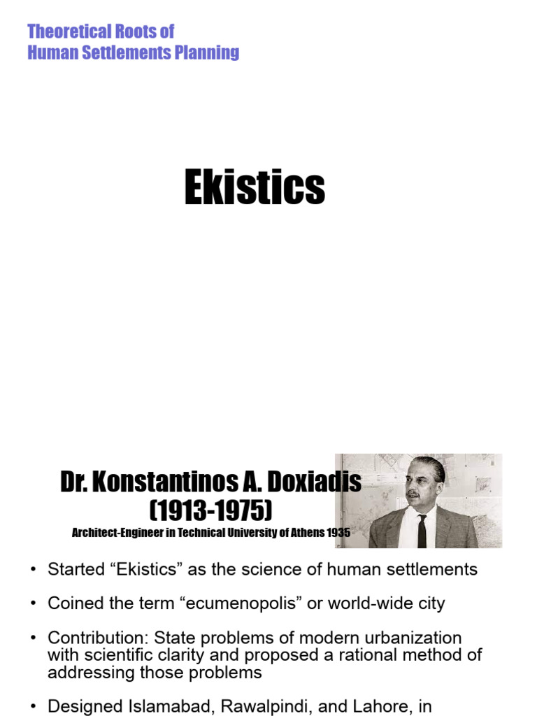 Ekistics Class Problems of Human Settlements - PPTX 1 | PDF | Urban Sprawl | Urbanization