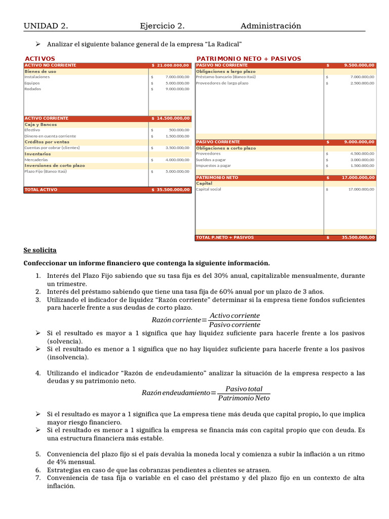 U2. Inversiones. Ejercicio 2 | PDF | Deuda | Bancos