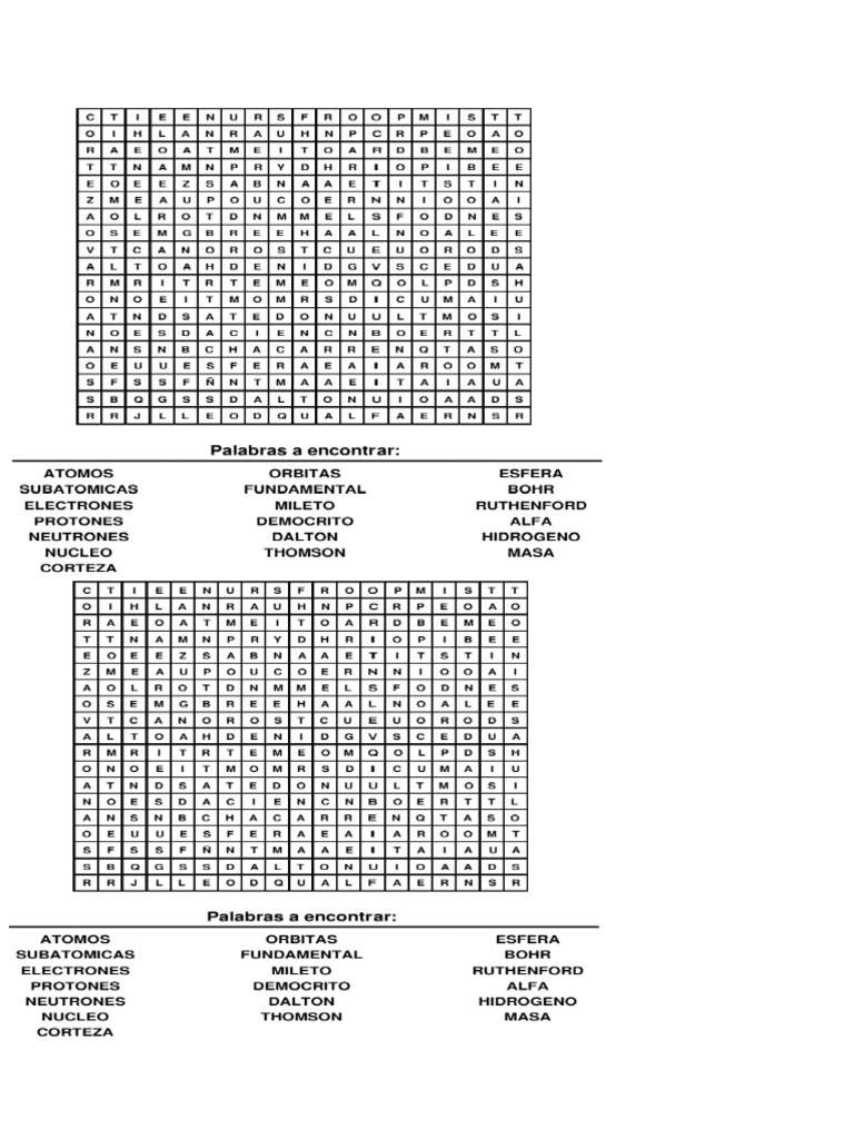 Sopa de Letras Septimo Atomos | PDF