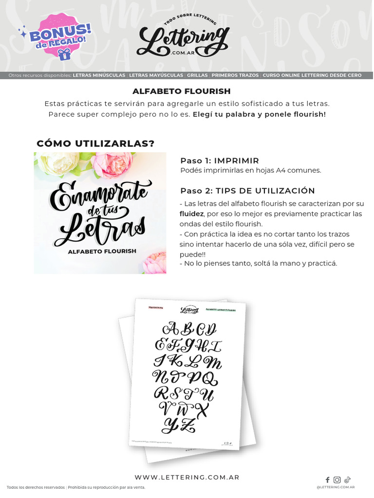 BONUS_Alfabeto_Flourish | PDF | Ortografía | Lingüística