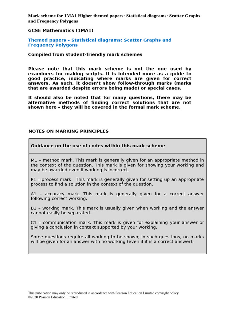47b Statistical Diagrams Scatter Graphs and Frequency Polygons - H ...