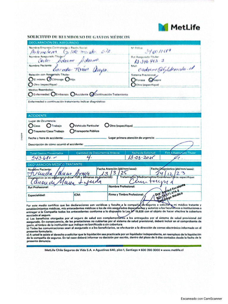 Solicitud para Metlife | PDF