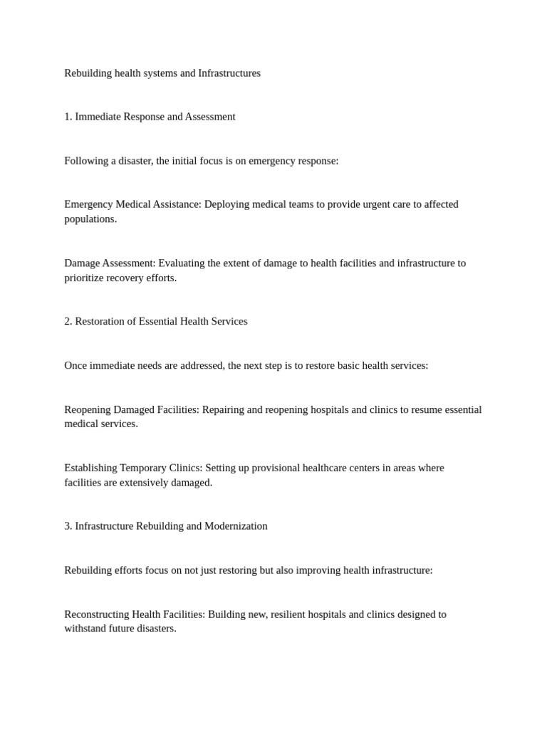 Rebuilding Health Systems and Infrastructures | PDF