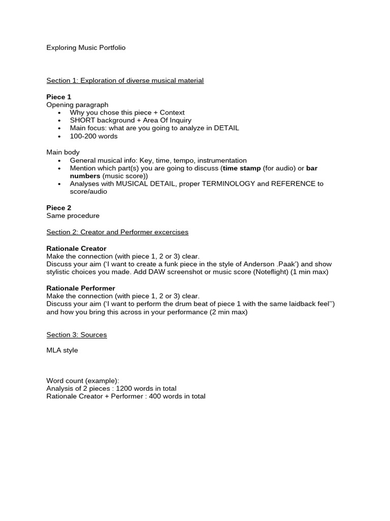 HOW TO Exploring Music Portfolio dp1 Term 2 | PDF