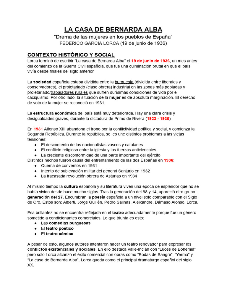 La Casa de Bernarda Alba | PDF | Federico García Lorca