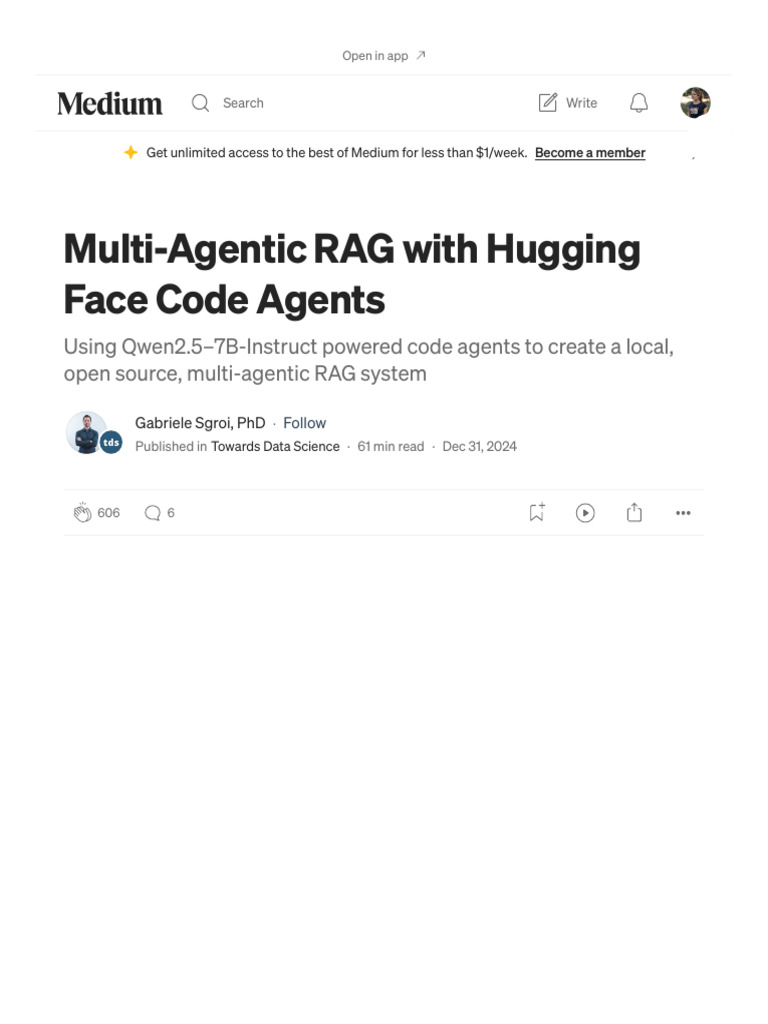 Multi-Agentic RAG With Hugging Face Code Agents - by Gabriele Sgroi ...