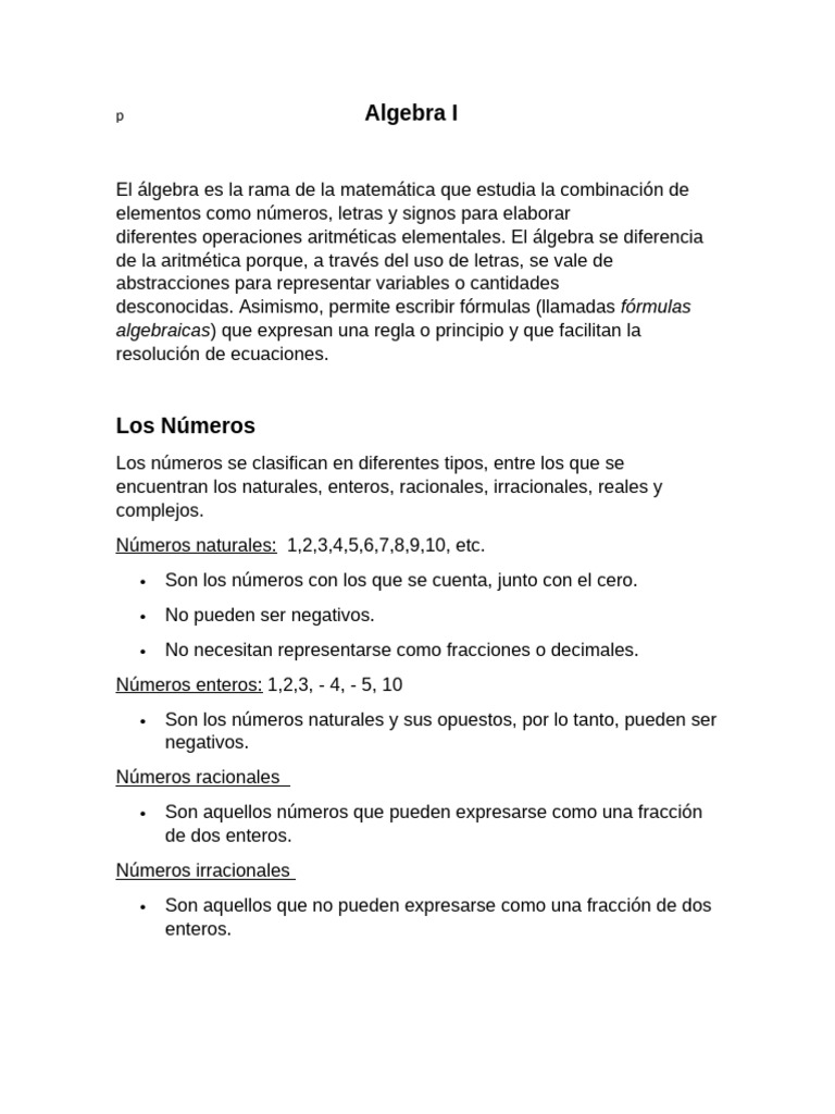 Algebra I | PDF | Multiplicación | Entero