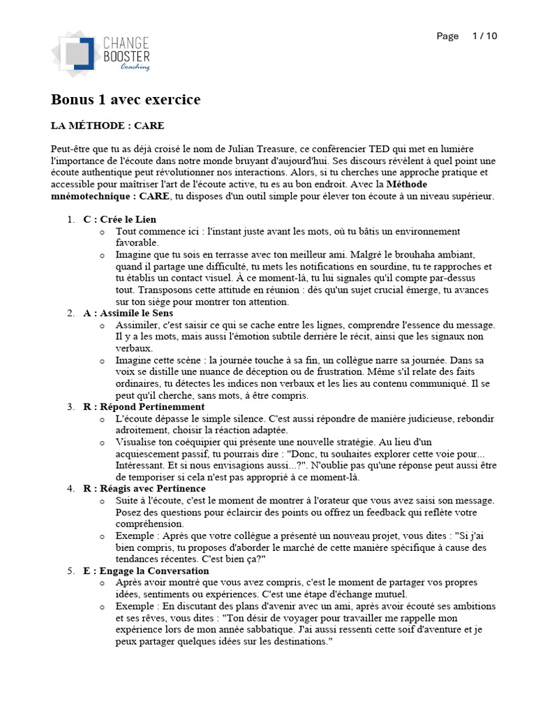 Exercices pratiques d'écoute active | PDF | la communication ...