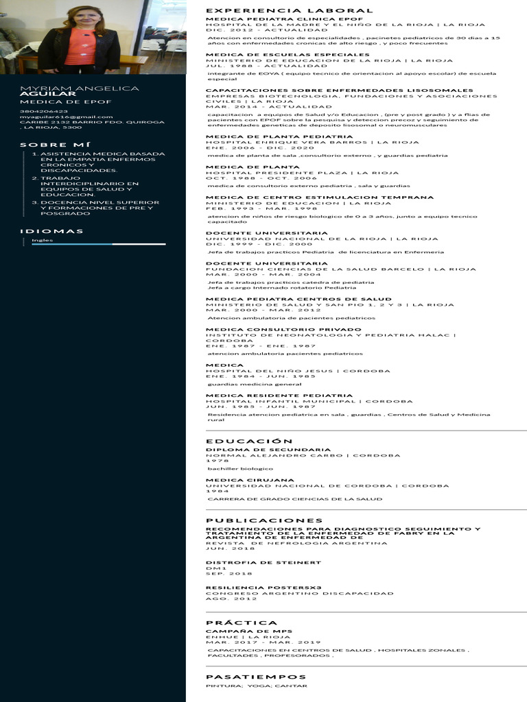 Curriculum Myriam 2020 Final | PDF | Cuidado de la salud | Medicina
