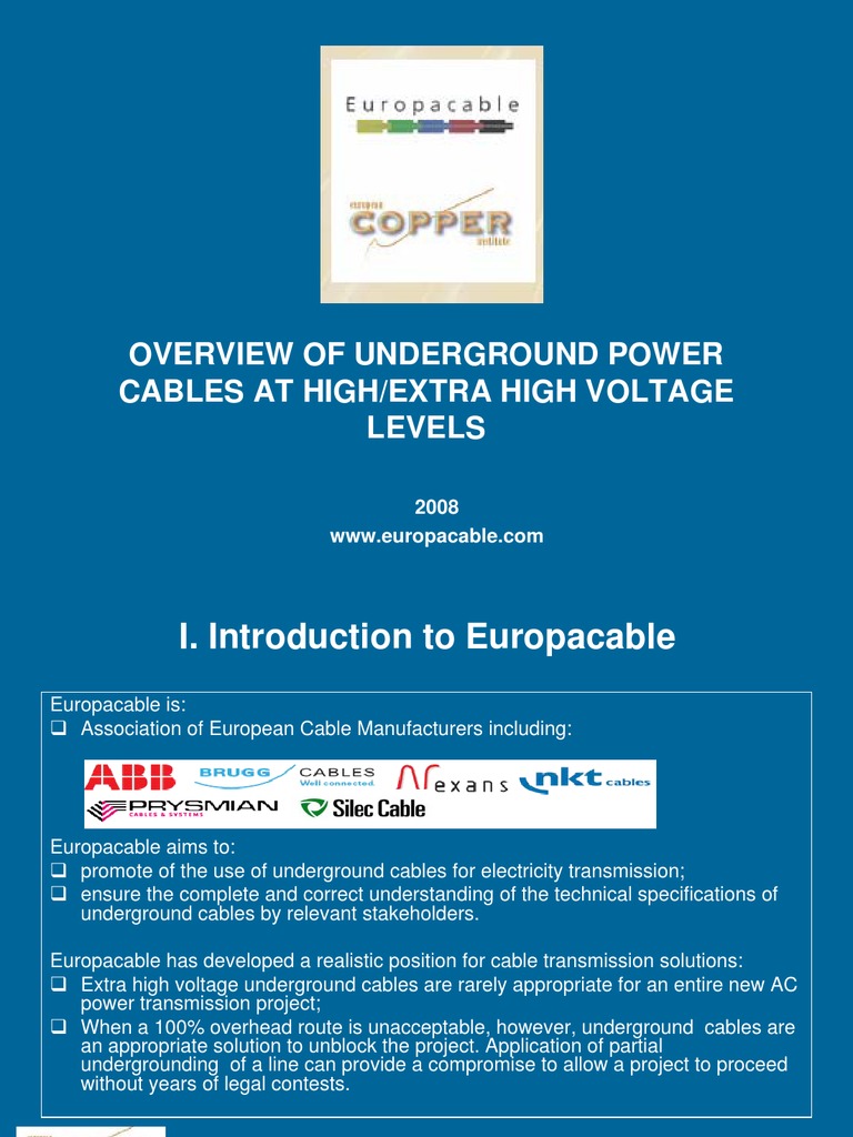 Overview of EHV Underground Power Cables Feb 2008 | PDF | Electric ...