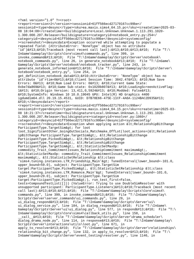 Sims 4 Desync Error Reports | PDF | Computer Hardware | Computing Platforms