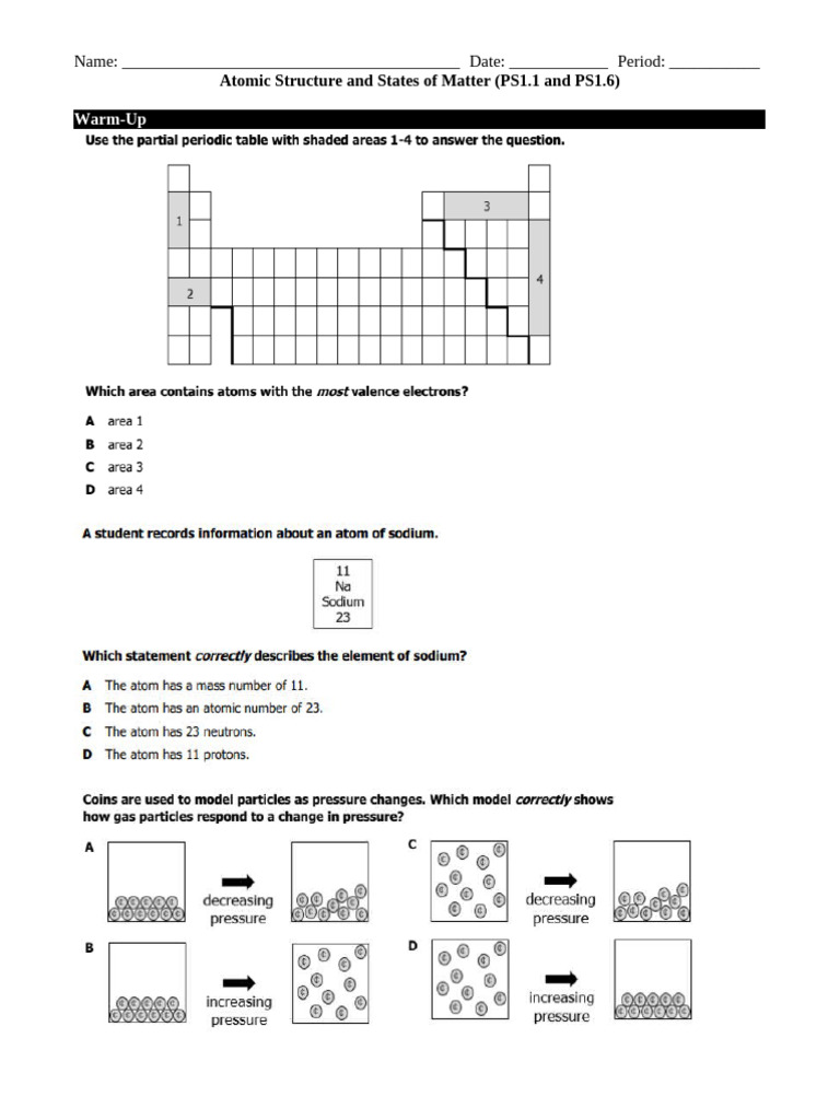 Day 8 Atomic Structure and States of Matter - LT | PDF | Atoms | Proton