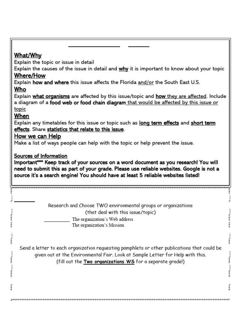 Environmental Issues Project Guide | PDF
