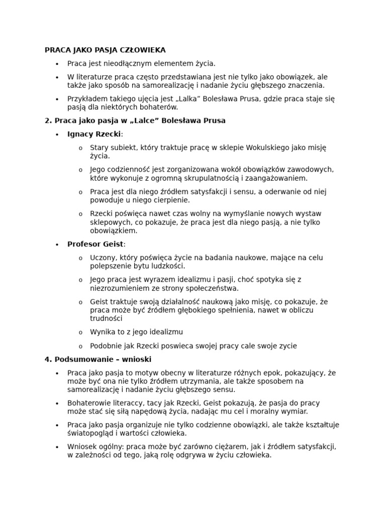 Praca Jako Pasja Człowieka | PDF