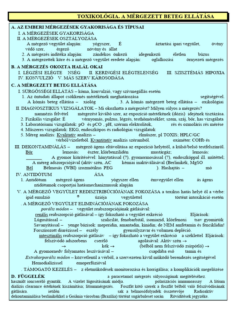 2 Klinikai Toxikologia. A Mergezett Beteg Ellatasa - Ud | PDF