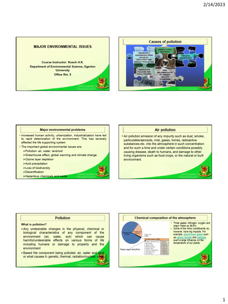 Handout 5 - Major Environmental Issues | PDF | Atmosphere Of Earth ...