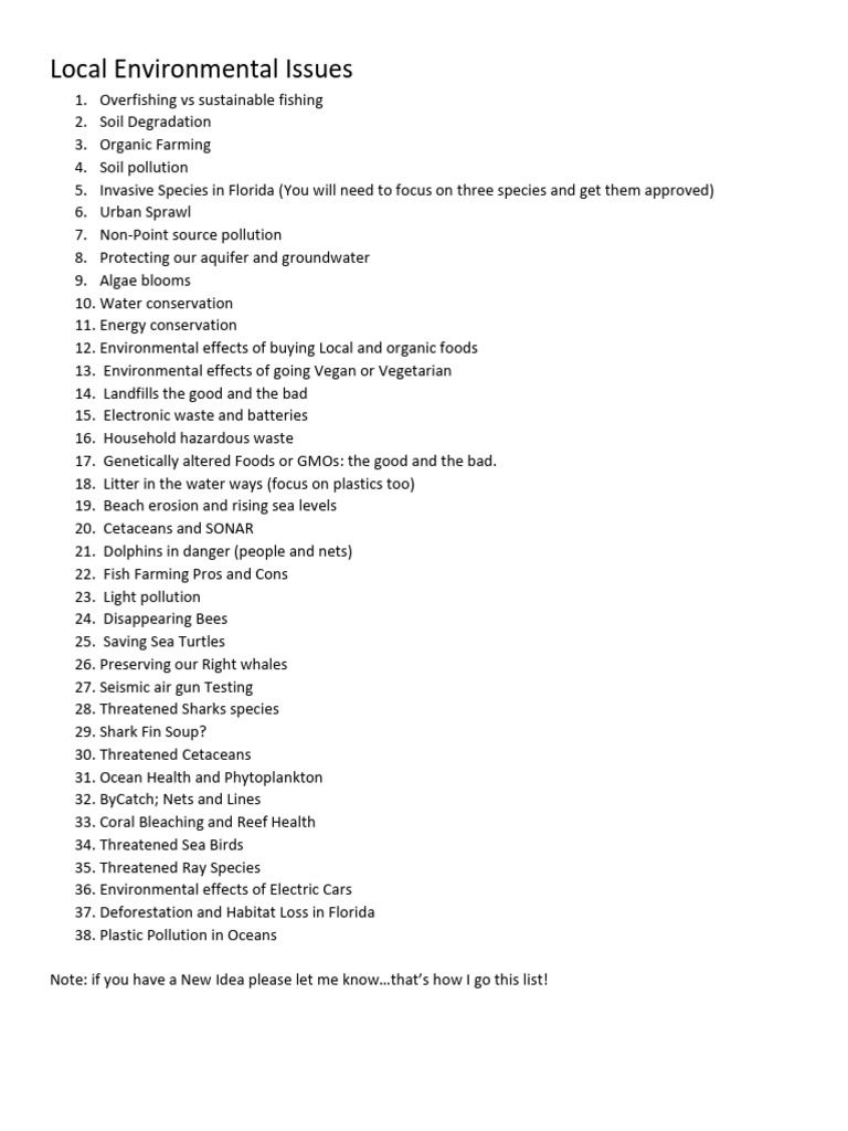 Local Environmental Issues | PDF