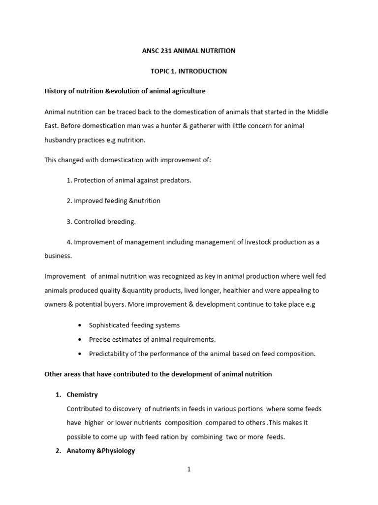 Ansc 231 Animal Nutrition PDF | PDF | Digestion | Amino Acid
