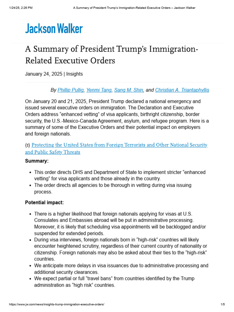 Trump's 2025 Immigration Executive Orders | PDF | Society Of The United ...