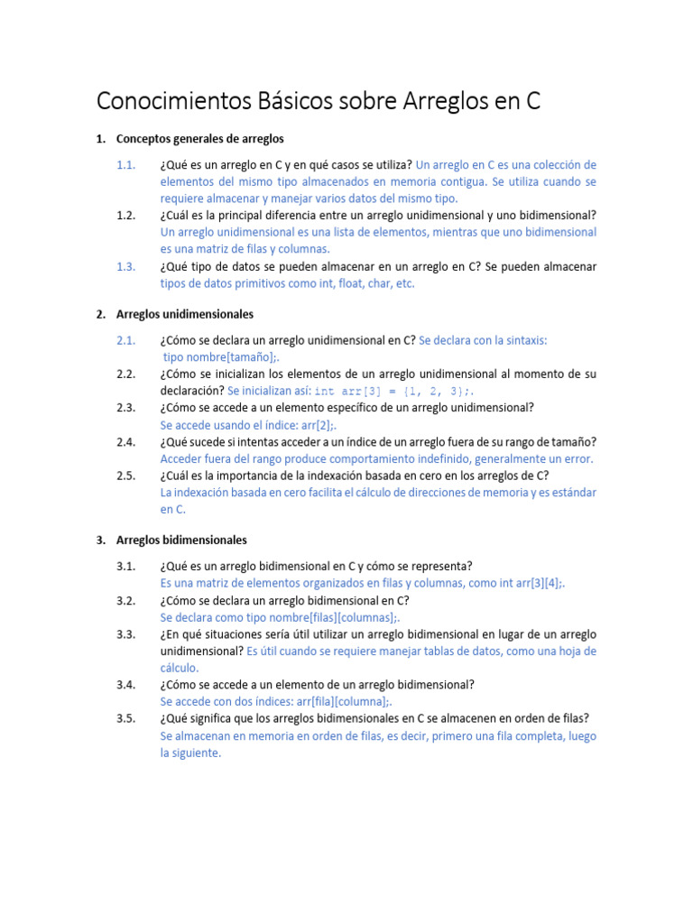 Conocimientos Básicos Sobre Arreglos en C | PDF | Puntero (Programación ...