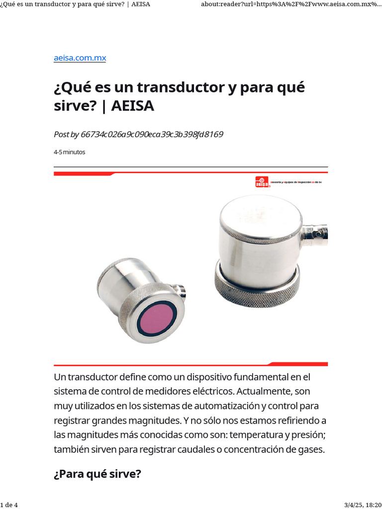¿Qué es un transductor y su función? | PDF | Ultrasonido | Sensor