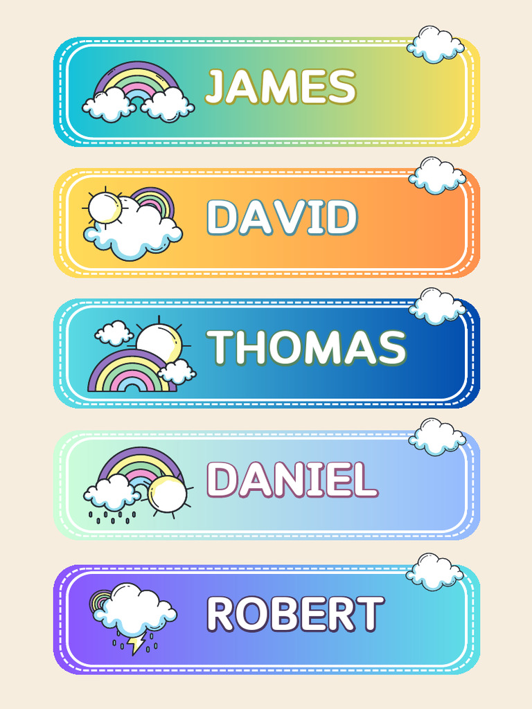 Colorful Cute Illustrated Name Label A4 Document | PDF