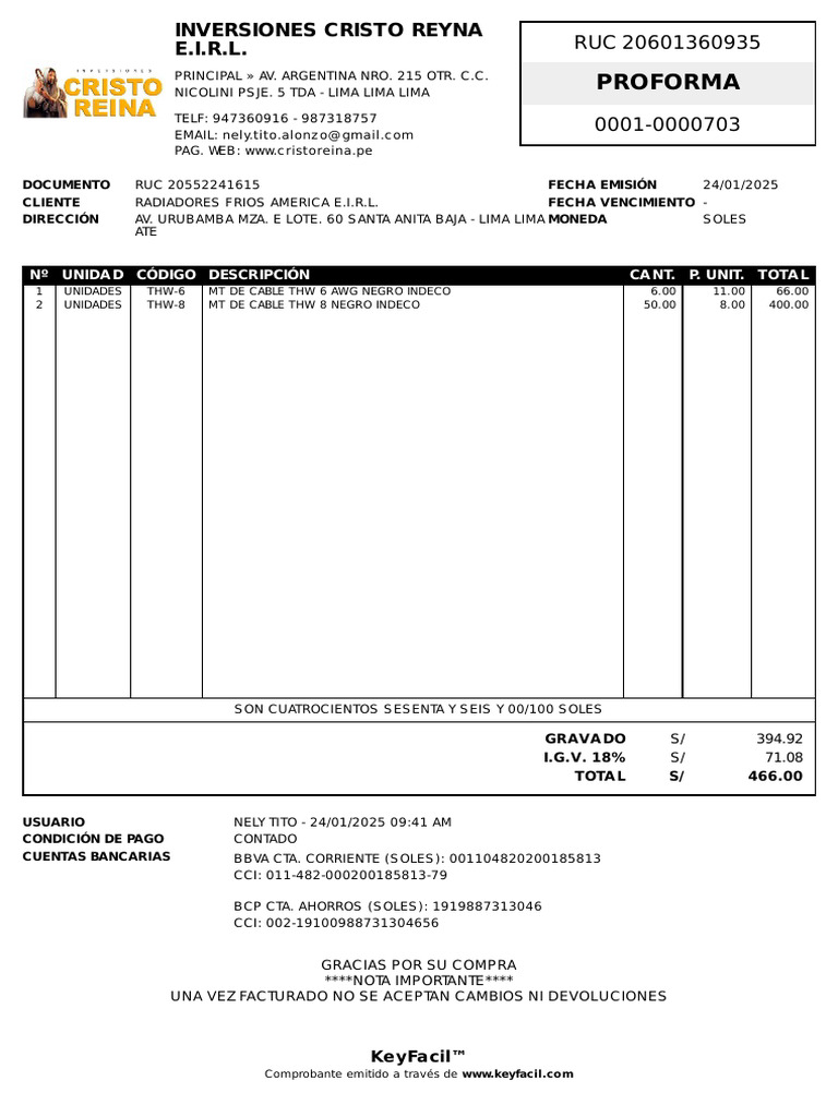 Proforma: #Unida D Código Descripción Ca Nt. P. Unit. Tota L | PDF