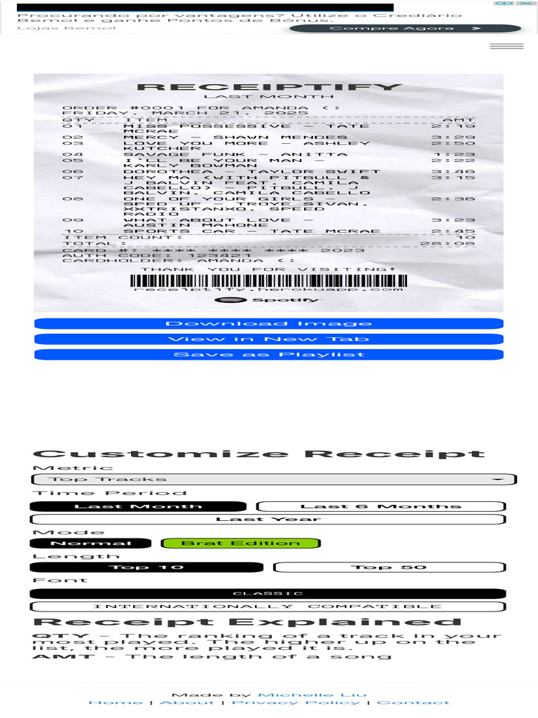 Top Tracks Receipt Explained | PDF