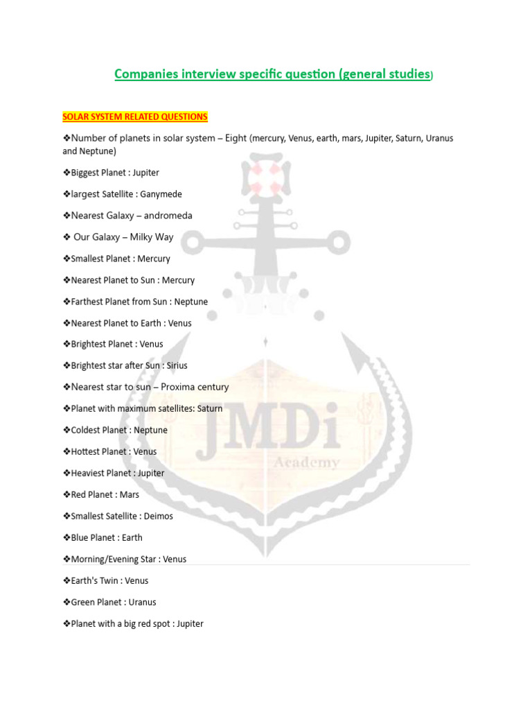 Companies Interview Specific Question-1 | PDF | Atmosphere Of Earth | Planets
