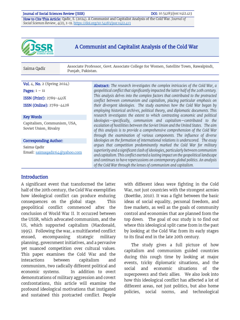Cold War: Capitalism vs. Communism Analysis | PDF | Communism | Cold War