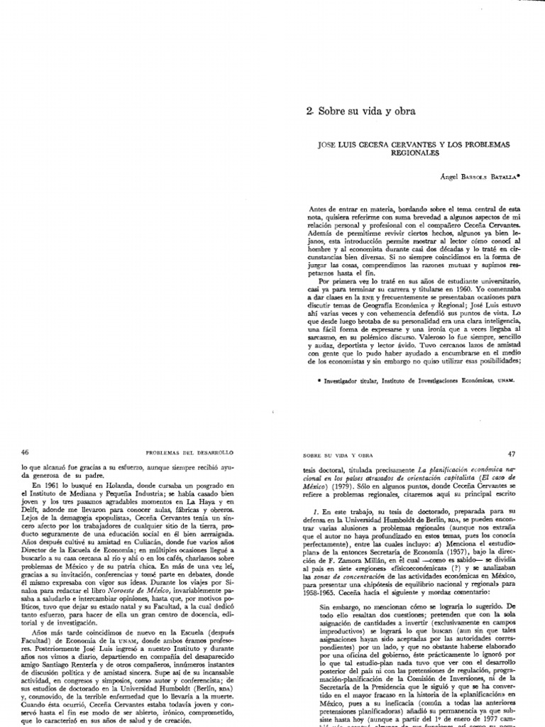 Vida y Obra de José Luis Ceceña Cervantes | PDF | México | Agricultura
