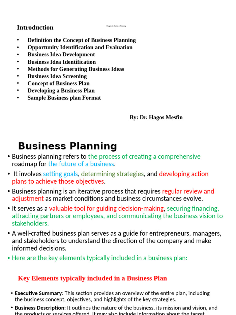 Chapter 2 Business Plan | PDF | Entrepreneurship | Business Economics