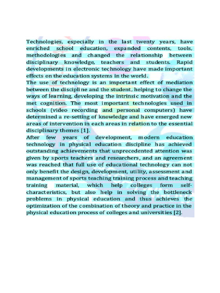 Technology in Physical Education | PDF