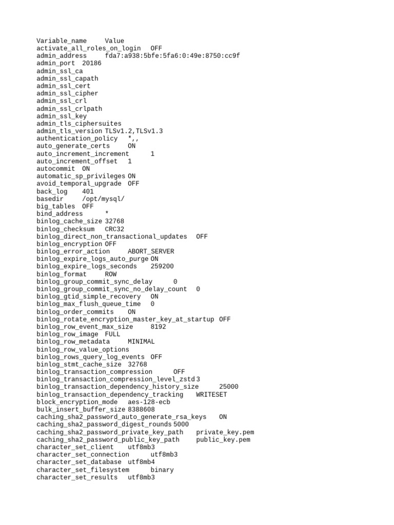 Variables Entonfor Mysql Acuanosxdif | PDF | My Sql | Sql