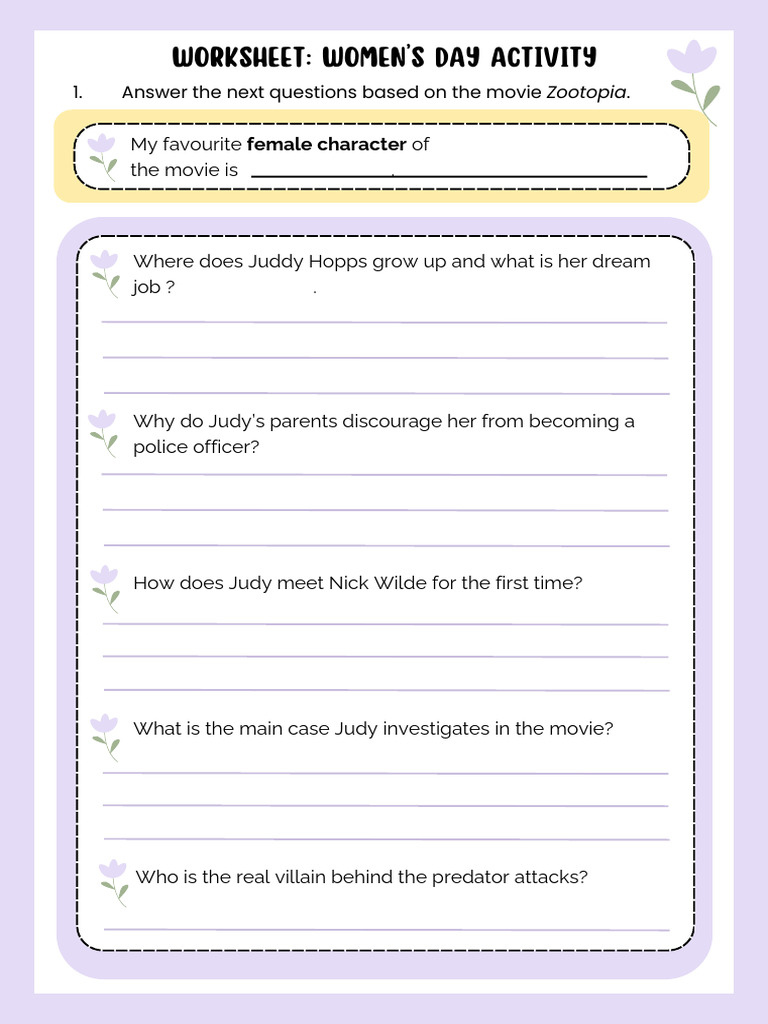 Women's Day Worksheet | PDF