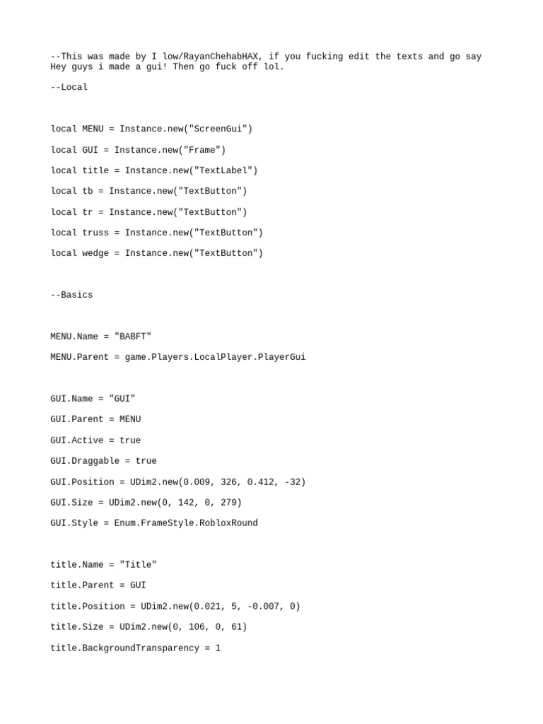 BABFT GUI for Titanium Items | PDF