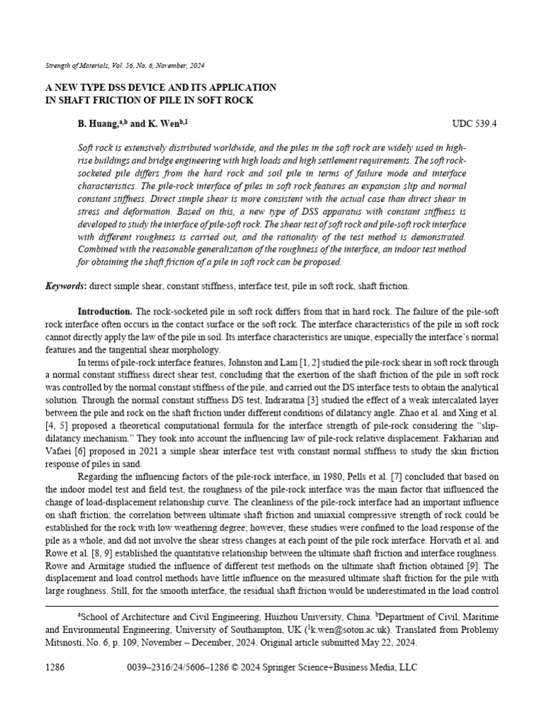 New DSS Device for Pile Friction Testing | PDF | Plasticity (Physics ...