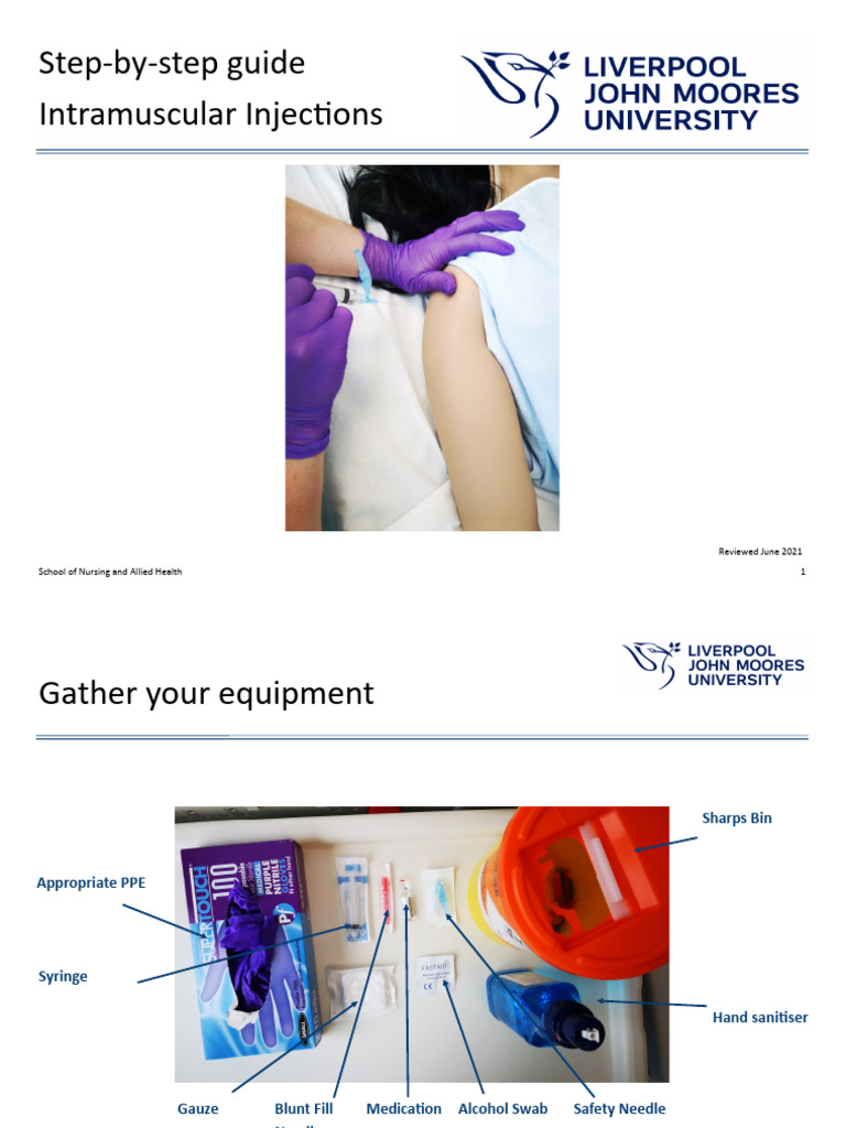 Intramuscular Injection Step by Step Final | PDF | Injection (Medicine)