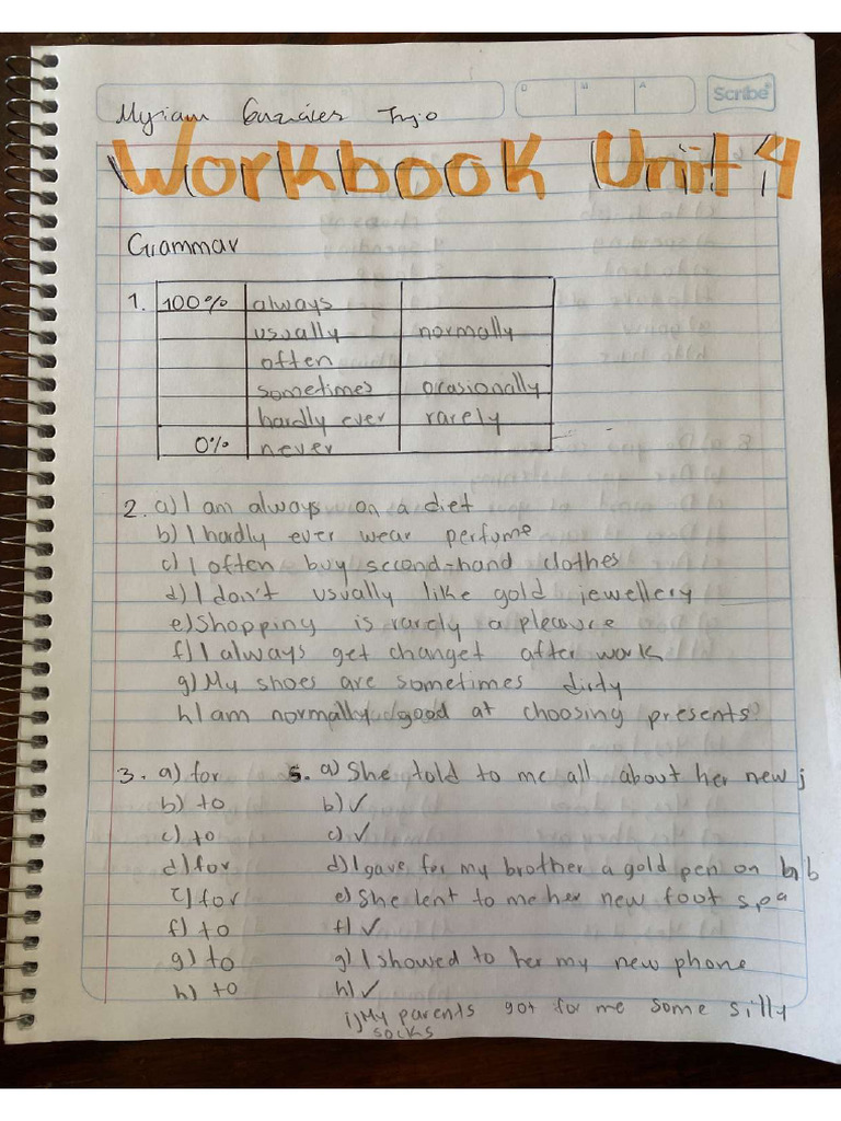 Workboook Unit 4 | PDF