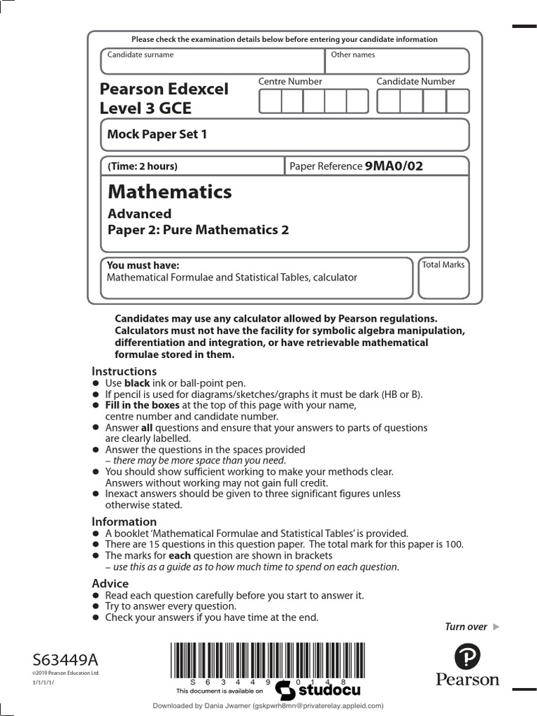 Mathematics: Pearson Edexcel Level 3 GCE | PDF | Equations | Coordinate System