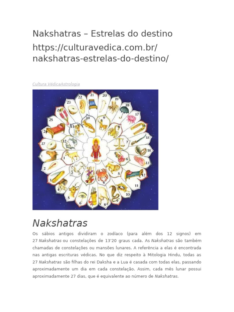 Nakshatras: Guias Astrológicos Védicos | PDF | Deus | Zodíaco