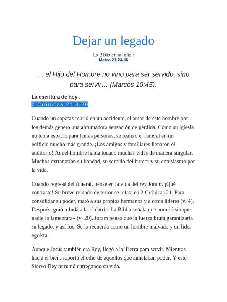 Dejar Un Legado | PDF