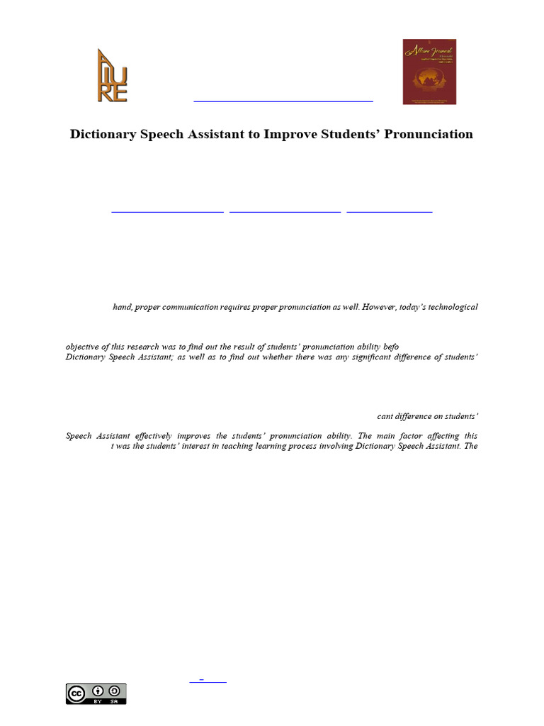 Dictionary Speech Assistant To Improve Students' Pronunciation | PDF ...