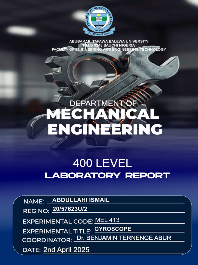 Mechanical Engineering: 400 LEVEL | PDF