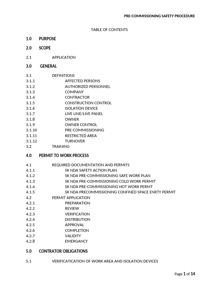 Pre-Commissioning Procedure | PDF