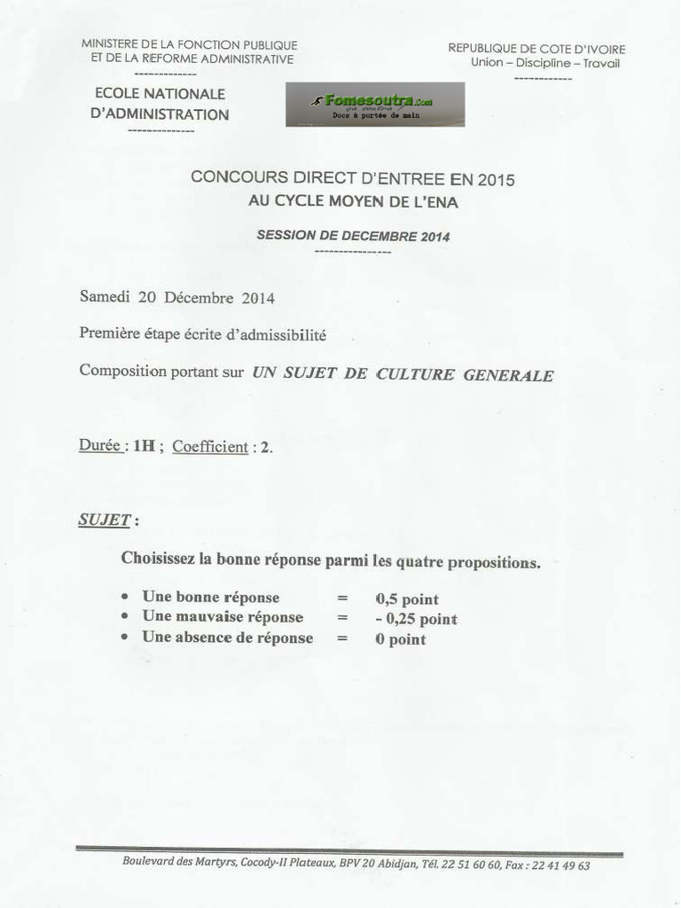 612a9b31095c8sujet-de-culture-generale-ena-cycle-moyen-2015 | PDF