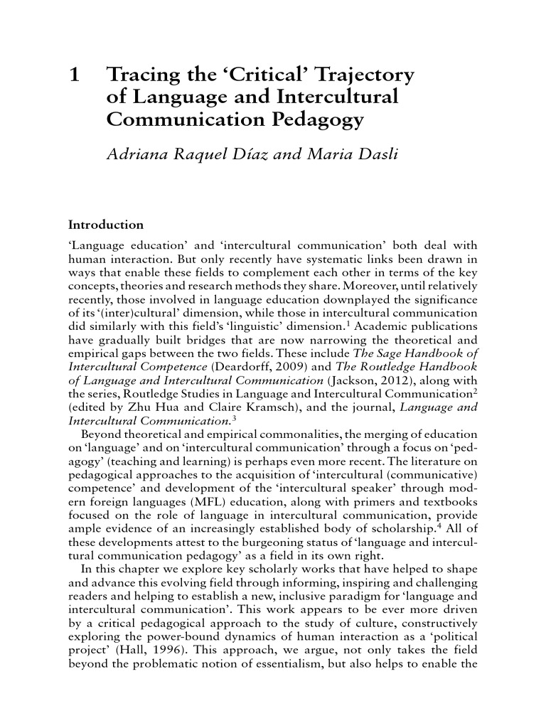 Tracing The Critical' Trajectory of Language and Intercultural ...