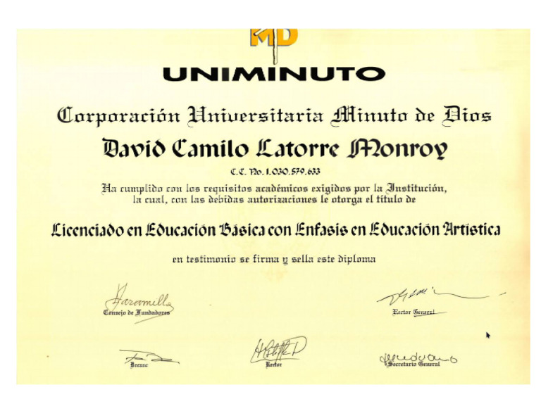 Diploma Universitario Unimin Bogota | PDF