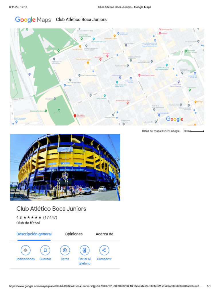Club Atlético Boca Juniors - Google Maps | PDF